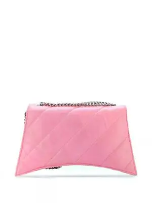 Balenciaga Crush Chain Flap Bag Quilted Crushed Calfskin Small Shoulder Bag - Pink