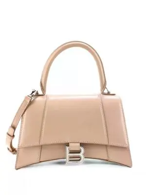 Balenciaga Hourglass Top Handle Bag Leather Small Satchel - Neutrals