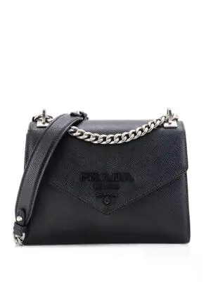 Prada Monochrome Saffiano Leather Small Shoulder Bag - Black