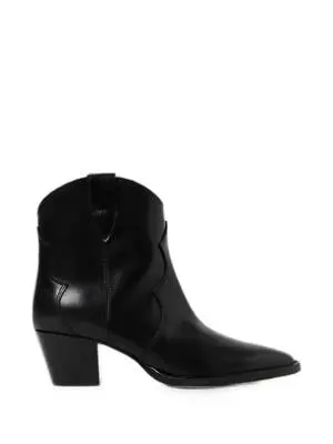 ANNA F. Panel Leather Ankle Boots - Black