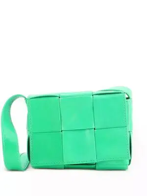 Bottega Veneta Cassette Maxi Intrecciato Leather Candy Crossbody Bag - Green