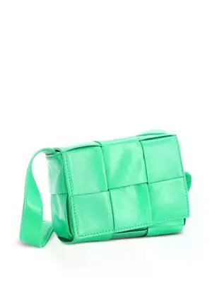 Bottega Veneta Cassette Maxi Intrecciato Leather Candy Crossbody Bag - Green