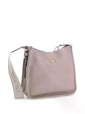 Prada Leather Medium Hobo Bag With Logo Strap