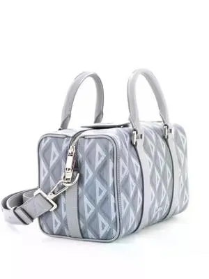 Dior Lingot Bag Cd Diamond Coated Canvas And Leather Bag - Grey