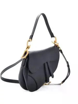Dior Saddle Handbag Leather Medium Shoulder Bag - Black