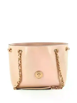 Versace Medusa Icon Chain Tote Leather Mini Bucket Bag - Pink