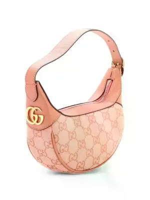 Gucci Ophidia Half Moon Bag Gg Canvas With Leather Mini Hobo Bag - Pink