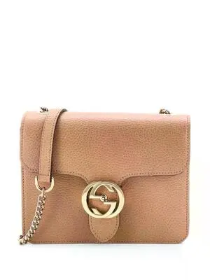 Gucci Interlocking Leather Small Shoulder Bag - Neutrals