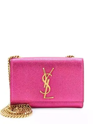 Saint Laurent Classic Monogram Glitter Leather Small Crossbody Bag - Pink