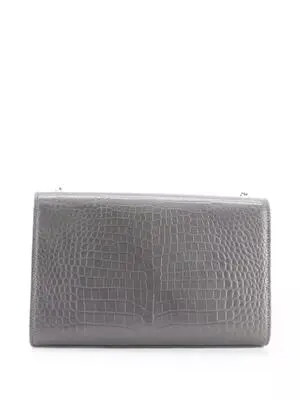 Saint Laurent Classic Monogram Tassel Crocodile Embossed Leather Medium Crossbody Bag - Grey
