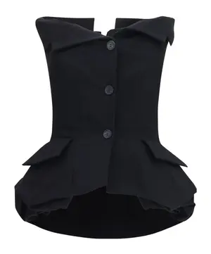 Magda Butrym Peplum Bustier Corset Top - Black