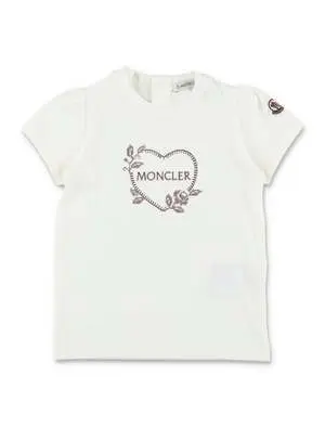 Moncler Mini Embroidered Heart Logo Cotton T-shirt