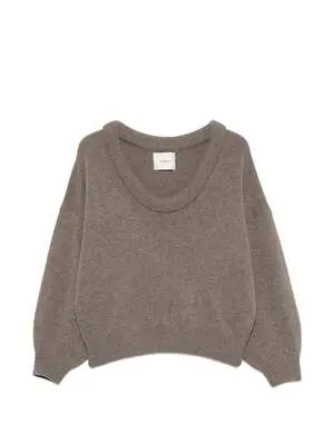 LISA YANG Cashmere Off-shoulder Sweater With Long Sleeves And Ribbed Trim - Marrone