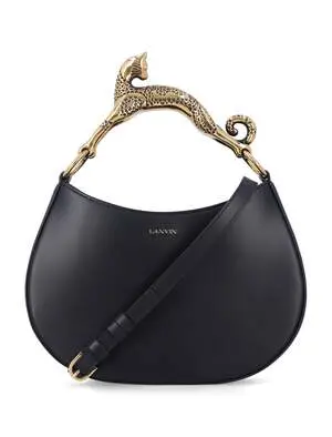 LANVIN Sculptural Cat Handle Hobo Bag - Nero