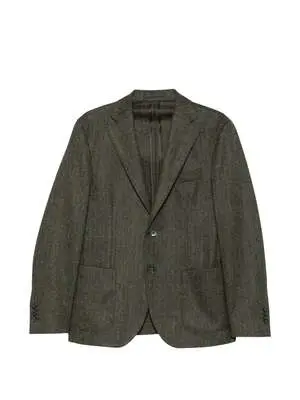 LUIGI BIANCHI Wool-blend Blazer With Notch Lapel - Green