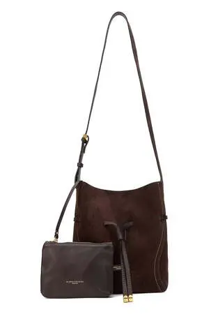 GIANNI CHIARINI Suede Shoulder Bag With Pouch - Brown