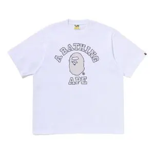 A BATHING APE Hand Drawn Outline College Relaxed Fit T-shirt - White