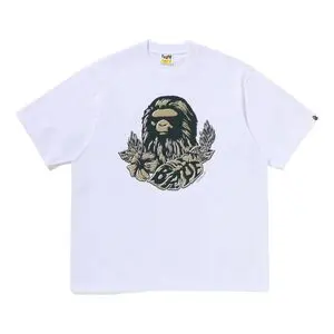A BATHING APE Palm Resort Camo Ape Head T-shirt 'white - White/green