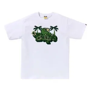 A BATHING APE Palm Resort Camo Milo On T-shirt - White