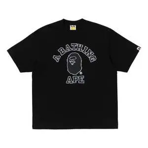 A BATHING APE Hand Drawn Outline College Relaxed Fit T-shirt - Black