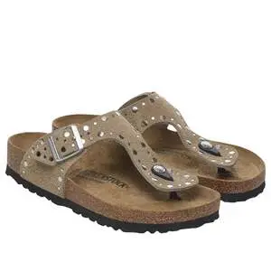 BIRKENSTOCK Gizeh Studded Sandals - Taupe