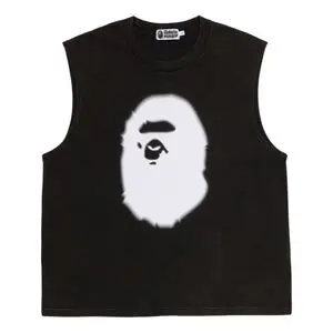 A BATHING APE Heavy Wash Ape Head Cropped Fit Tank Top - Black