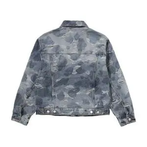 A BATHING APE Solid Camo Jacquard Denim Trucker Jacket