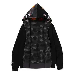 A BATHING APE Reversible Shark Camo Full Zip Hoodie - Black