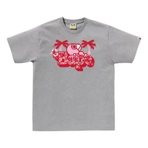 A BATHING APE Palm Resort Camo Milo On T-shirt - Grey