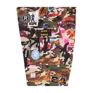 A BATHING APE Hybrid Camo Multi Badge Cargo Pants 'multicolor