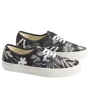 VANS Authentic Floral Print Lace-up Sneakers - Black/white