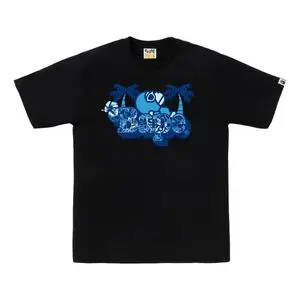 A BATHING APE Palm Resort Camo Milo On T-shirt - Black