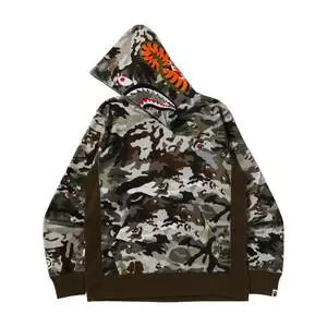 A BATHING APE Hybrid Camo Shark Pullover Hoodie - Green
