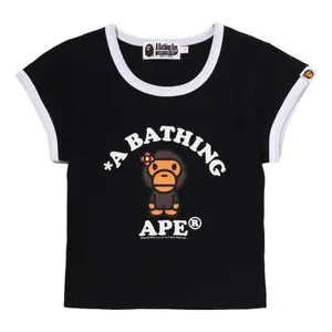 A BATHING APE Baby Lisa College Cropped T-shirt - Black