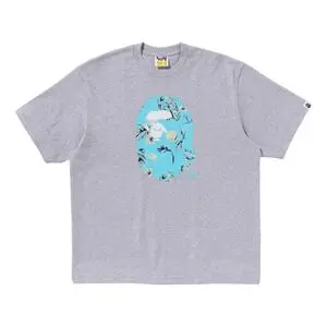 A BATHING APE Vacation Pattern Ape Head Relaxed Fit T-shirt - Grey