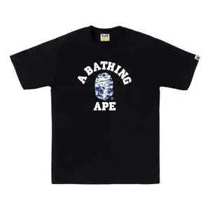 A BATHING APE A Bathing Ape Palm Tree Camo College T-shirt 'black Blue' Black/blue