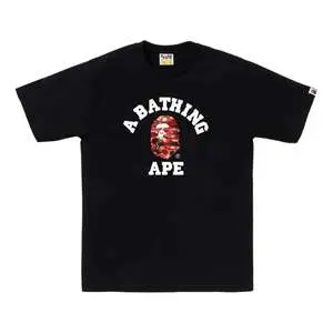 A BATHING APE Palm Tree Camo College T-shirt 'black Red - Black/red