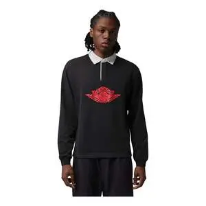 JORDAN Flight Essentials Rugby Shirt - Black/university Red