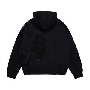 DENIM TEARS Biggie Rhinestone Cotton Wreath Hoodie - Black