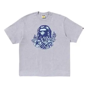 A BATHING APE Palm Resort Camo Ape Head T-shirt 'grey - Grey/blue