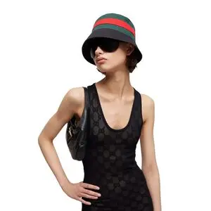 Gucci Gg Cotton Canvas Bucket Hat With Web