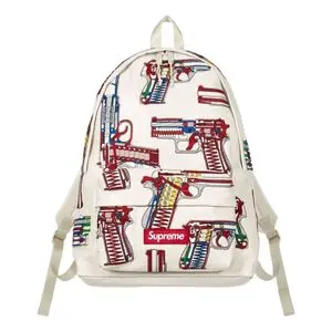 Supreme Ss26 Guns Embroidered Leather Backpack - White