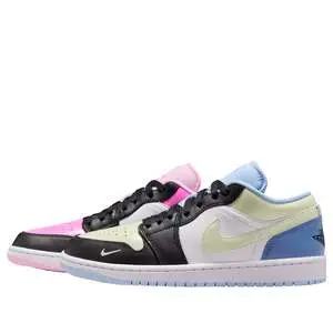 JORDAN Air Jordan 1 Low SE Mismatched Patent Sneakers Black/white/pink Spell