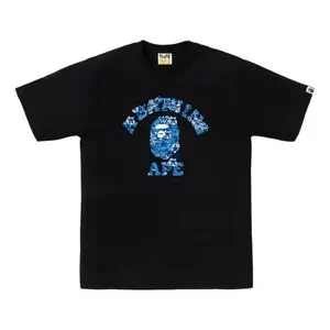 A BATHING APE Palm Resort Camo College T-shirt 'black Blue - Black/blue