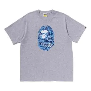 A BATHING APE Resort Ape Head Relaxed Fit T-shirt 'grey - Grey/blue
