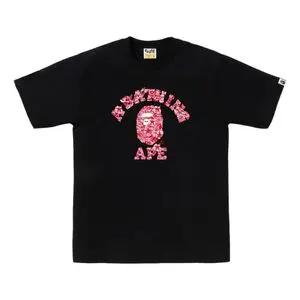 A BATHING APE Palm Resort Camo College T-shirt 'black Pink - Black/pink