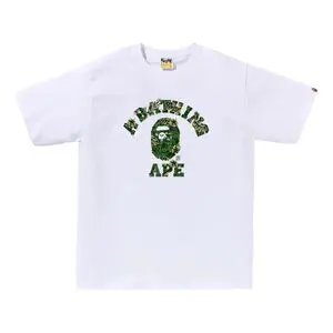 A BATHING APE Palm Resort Camo College T-shirt 'white Green - White/green