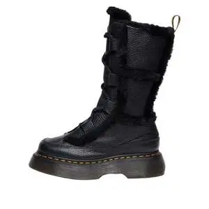 Dr. Martens Buzz Combat Boots With Fur Trim - Black