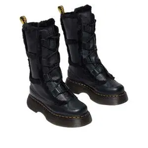 Dr. Martens Buzz Combat Boots With Fur Trim
