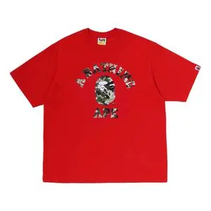 A BATHING APE A Bathing Ape Hybrid Camo College Relaxed Fit T-shirt 'red' Red